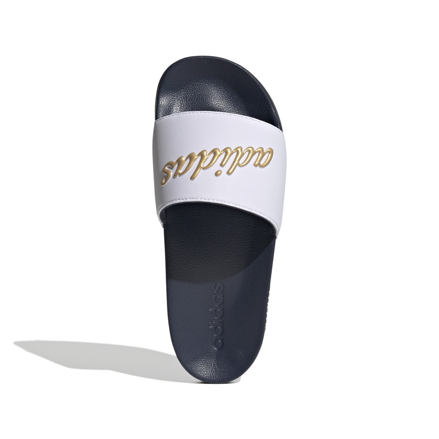 White and Navy Blue Adilette Flip-Flops - Olympique Lyonnais