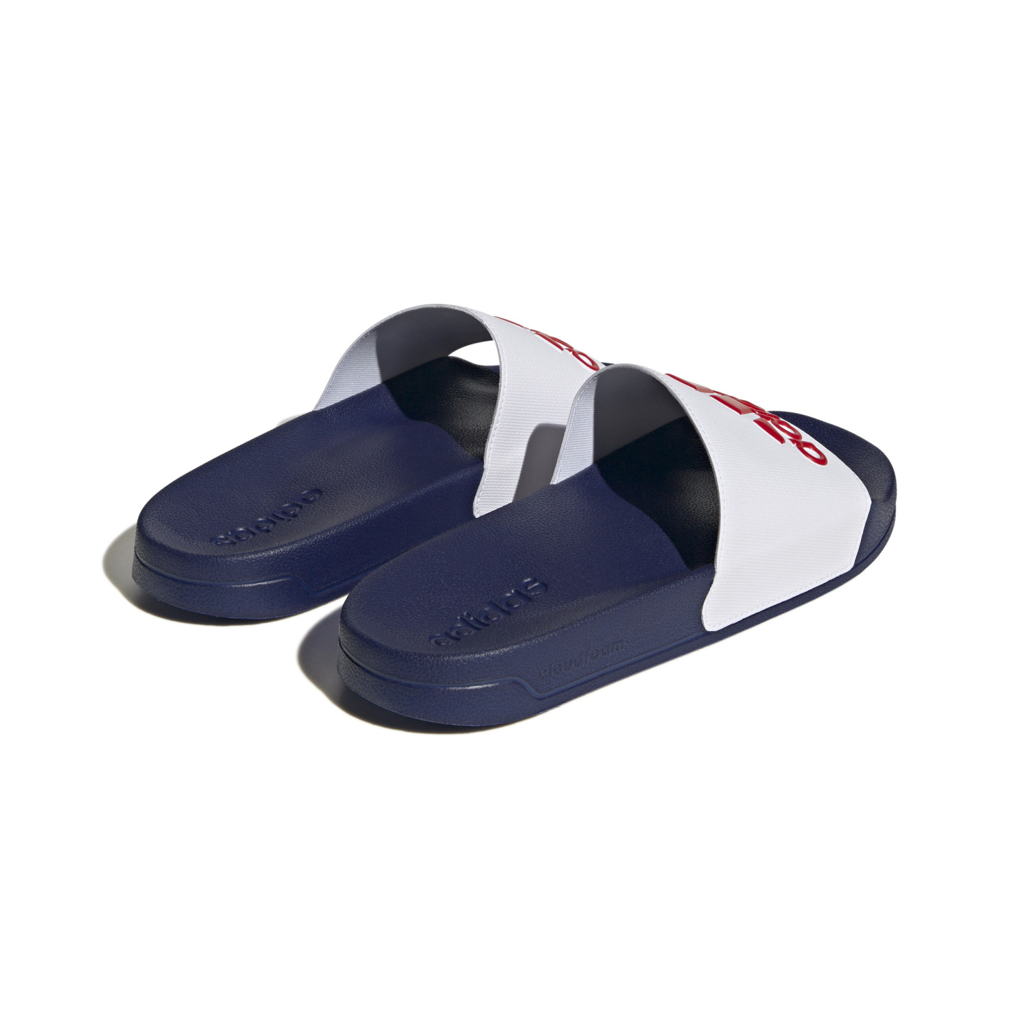 White and Red Adilette Flip-Flops - Olympique Lyonnais