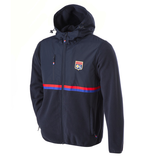 Unisex Navy Blue Softshell Bi-Material Jacket - Olympique Lyonnais