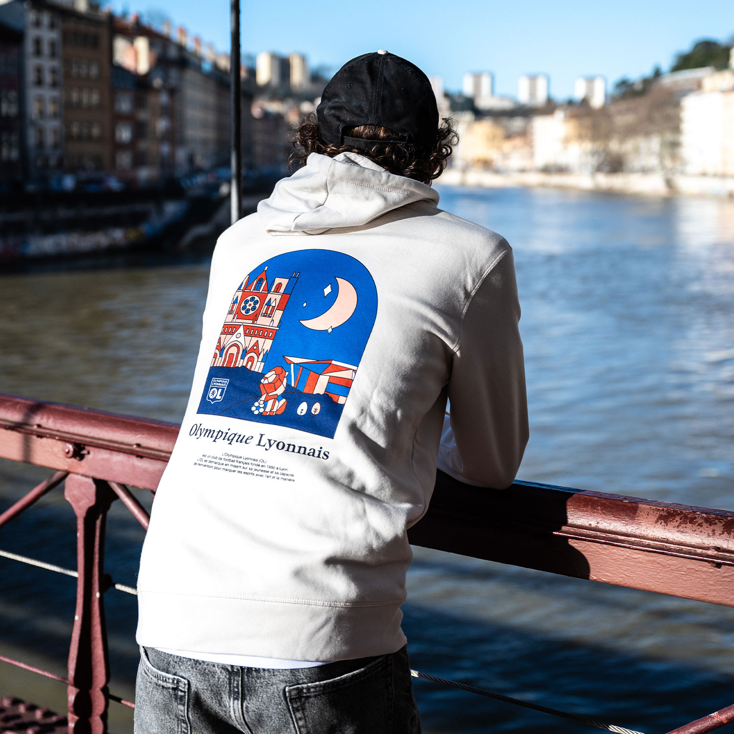 Sweat à capuche Beige -Colors of Lyon- Mixte - Olympique Lyonnais