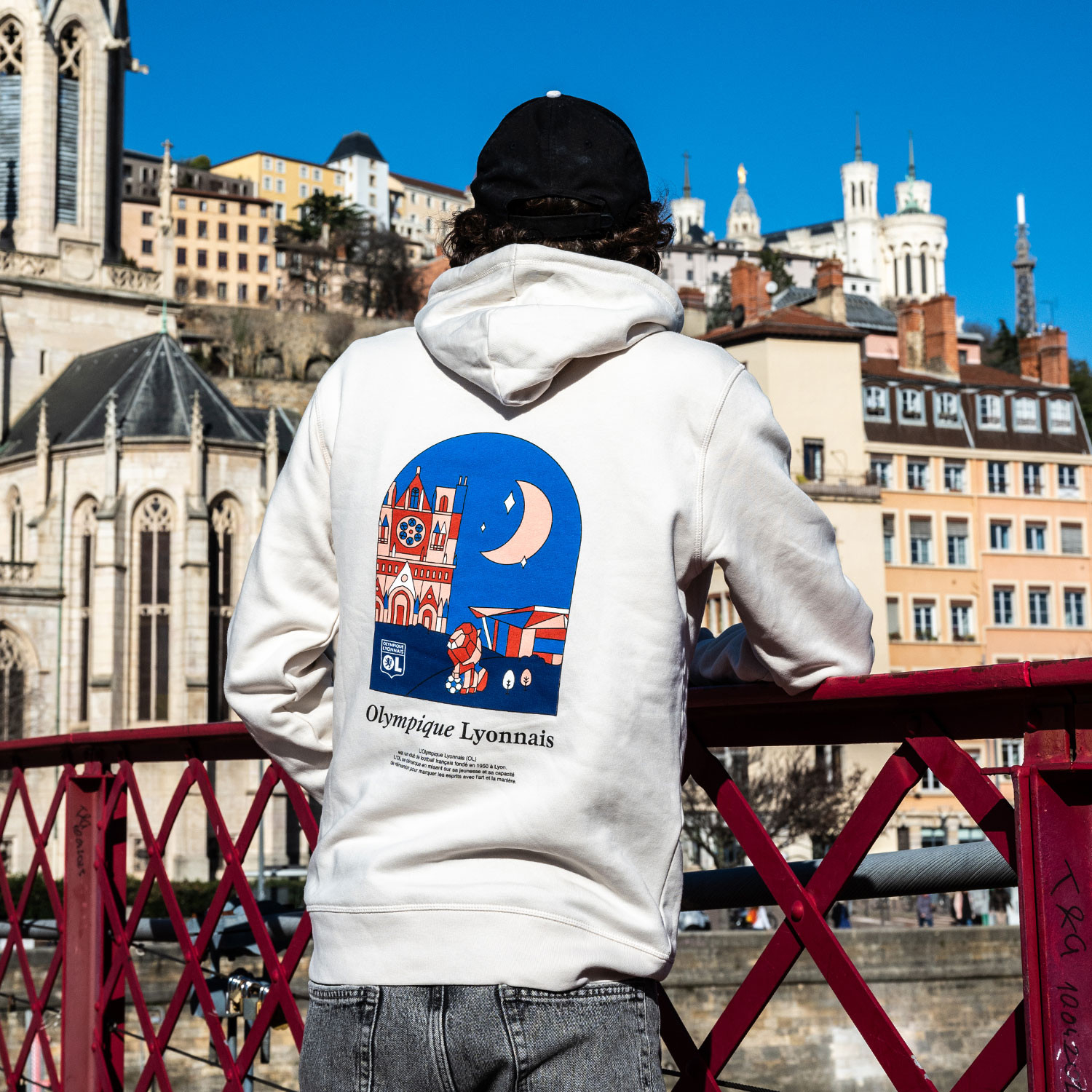 Sweat à capuche Beige -Colors of Lyon- Mixte - Olympique Lyonnais