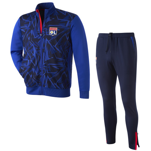 Men's Training Strike Navy Blue Tracksuit Set - Olympique Lyonnais