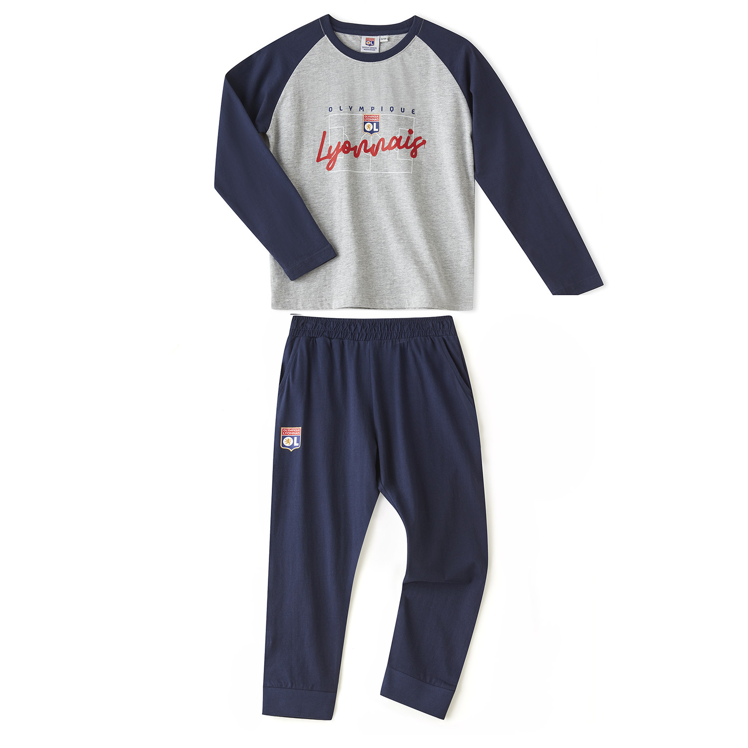 OL Junior Heather Grey Pajama Set - Olympique Lyonnais